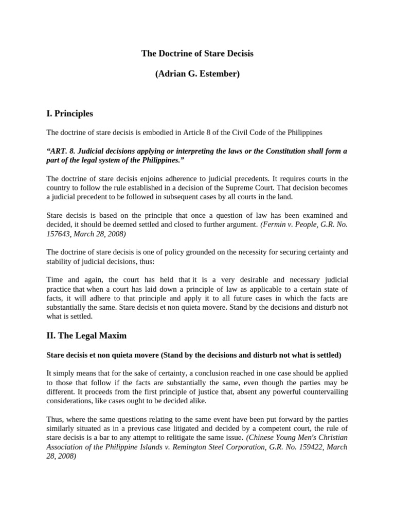 Understanding Stare Decisis in Philippine Law | PDF | Precedent | Law