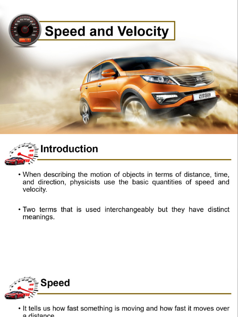 Speed and Velocity | PDF