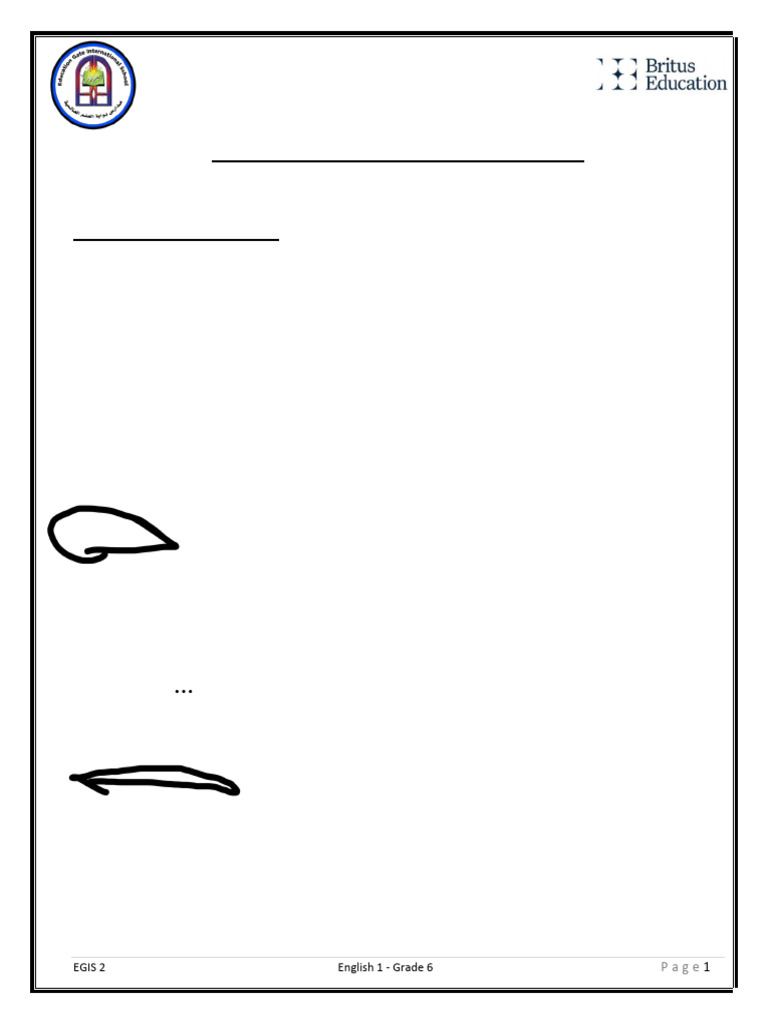 Gr. 6, English 1 1st Term - Revision Sheet Blanks | PDF