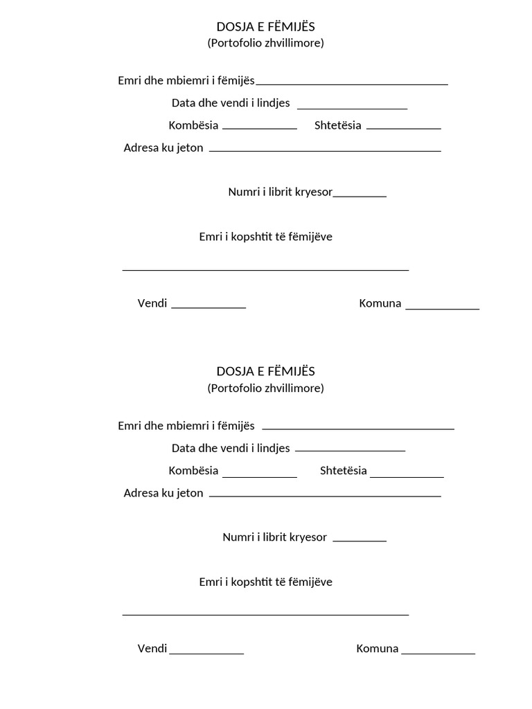 Dosja e Femijes - Faqja e 1 | PDF