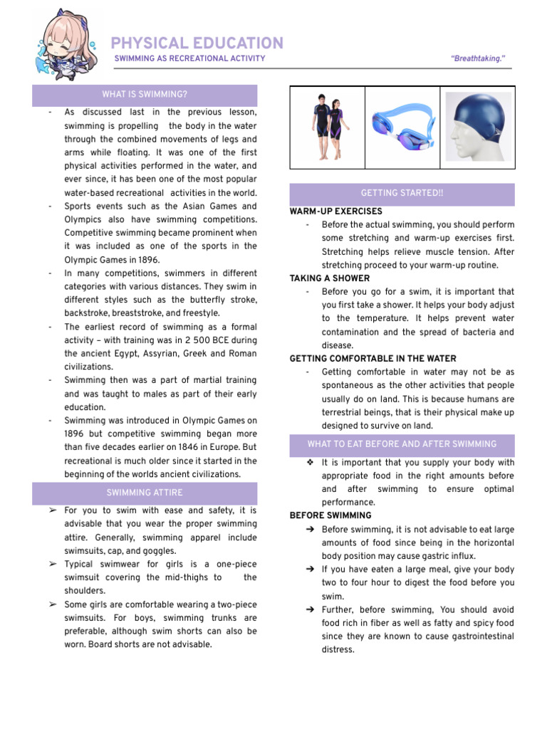 Swimming Basics and Safety Guide | PDF | Swimming | Swimming (Sport)