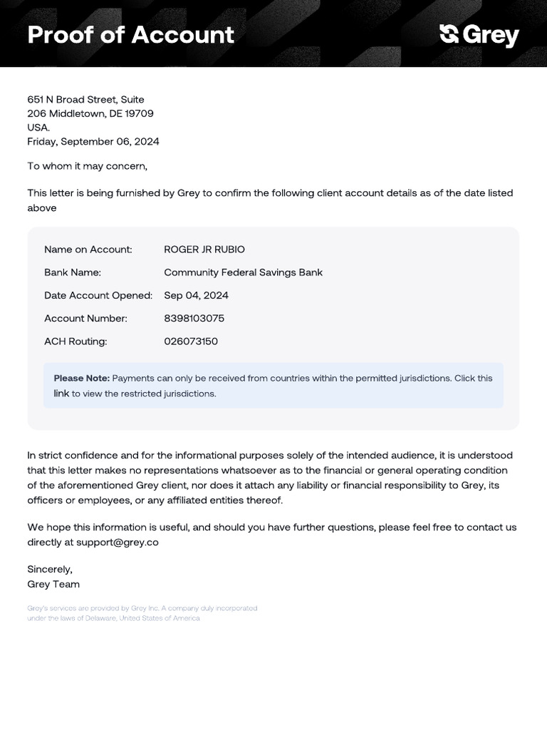 Proof of Account | PDF