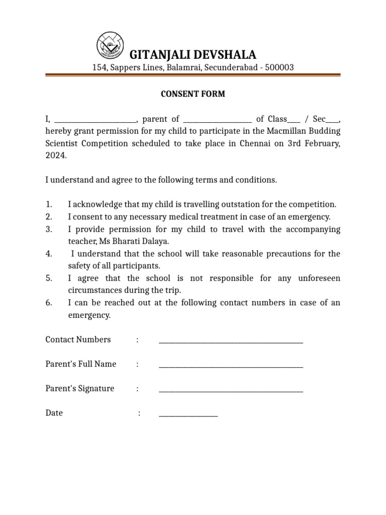 MBS - Parent Consent Form | PDF