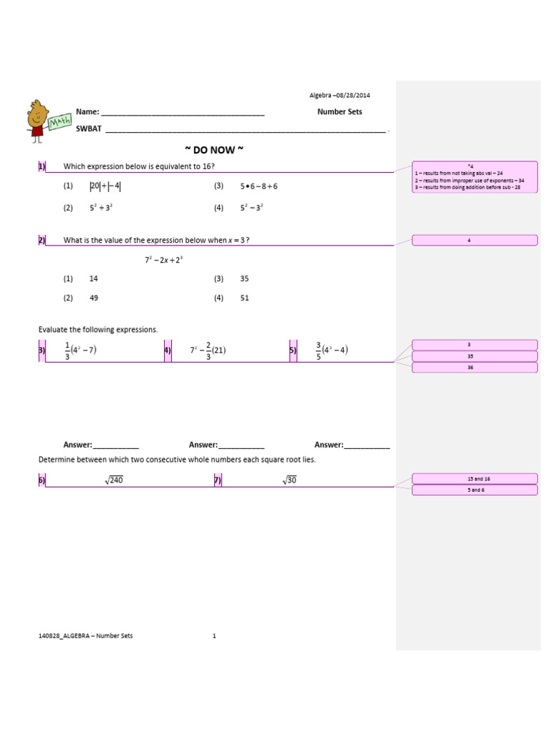 9004 - ALGEBRA - Number Sets | PDF