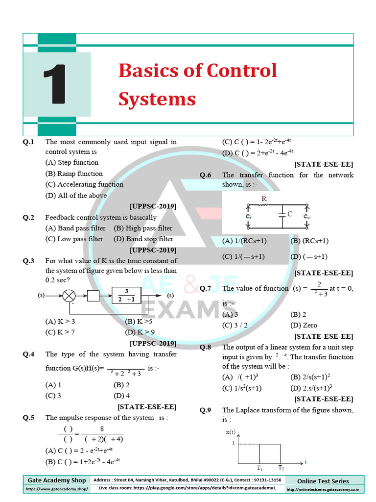 Chapter 1 Basics of Control Systems AE - 13376185 | PDF