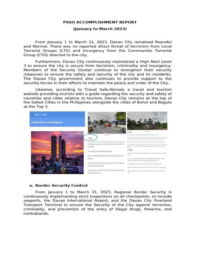 1st Quarter 2023 Accomplishment Report | PDF