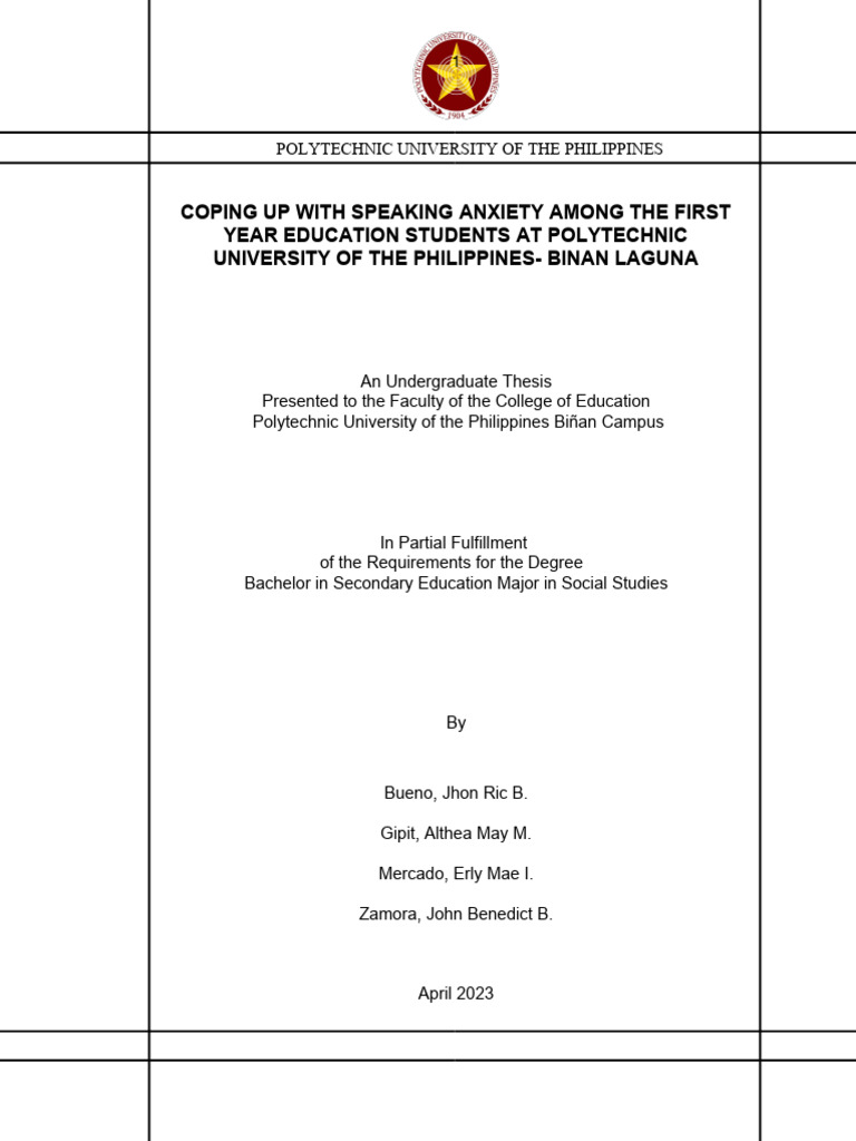 Front Page Thesis | PDF | Public Speaking | Thesis