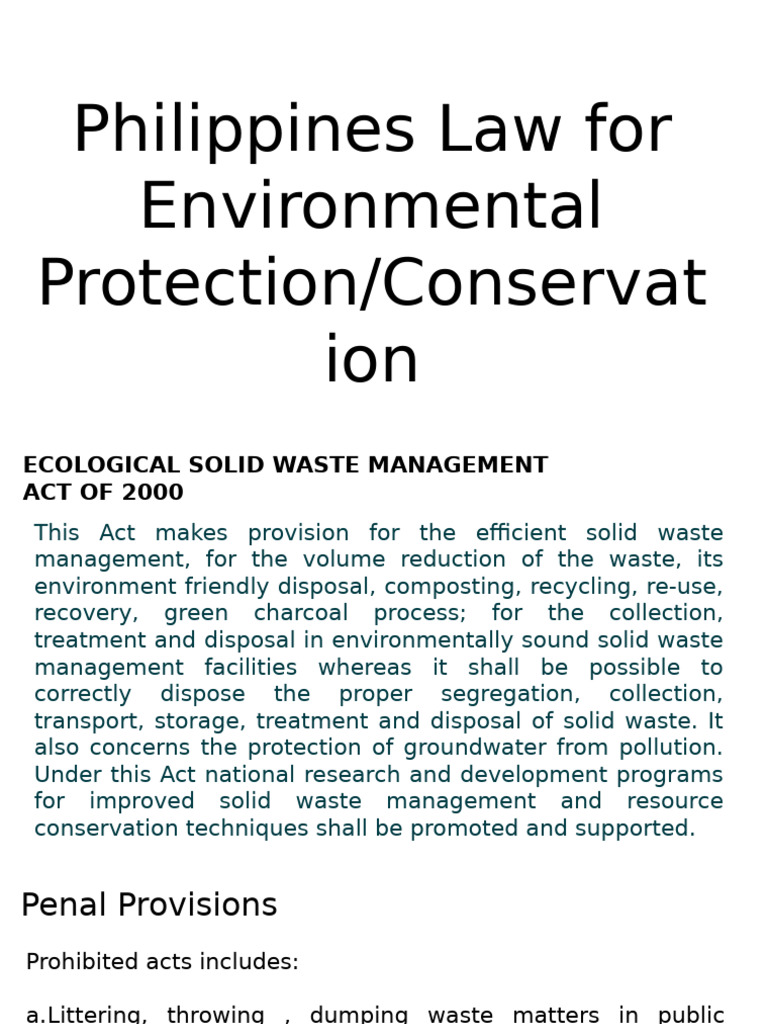 Ee 2 Laws For Environmental Conservation | PDF