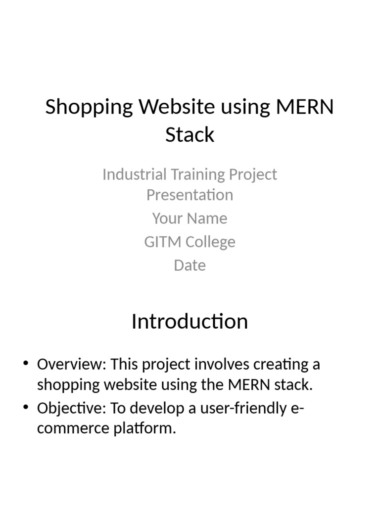 MERN Stack E-Commerce Website Project | PDF