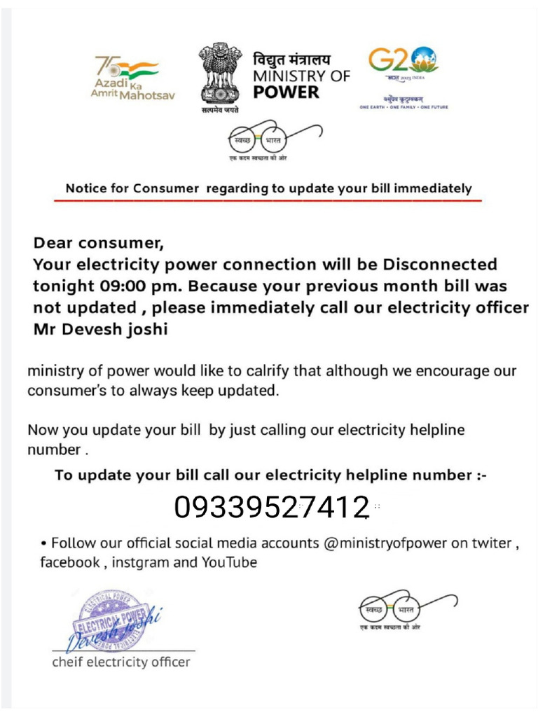 Electricity Important Notice | PDF
