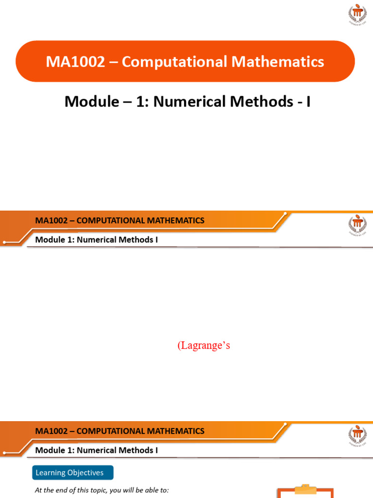 MA1002 Module 1 - Numerical Methods I | PDF