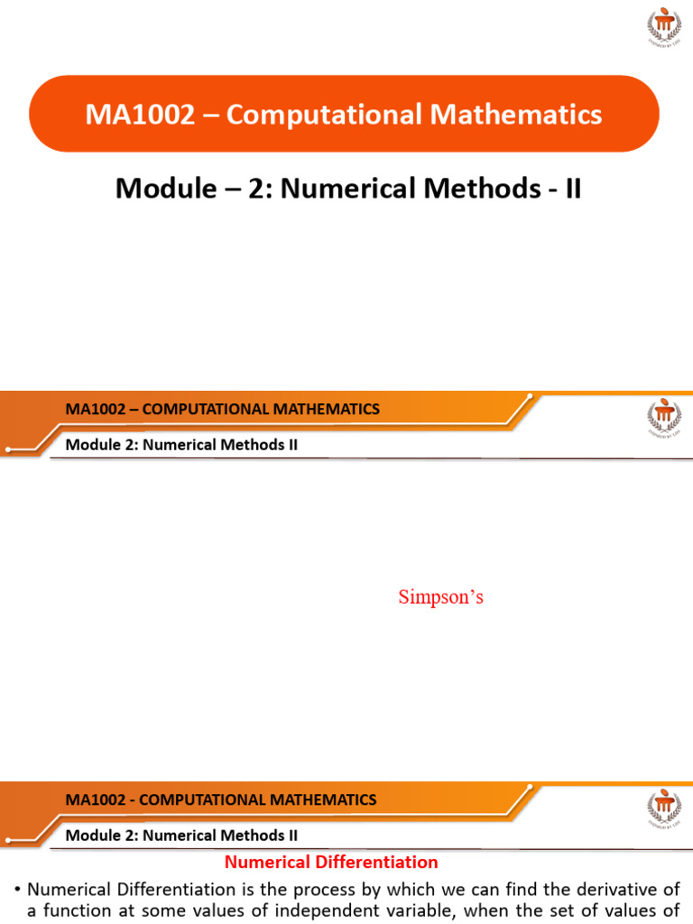MA1002 Module 2 - Numerical Methods II | PDF