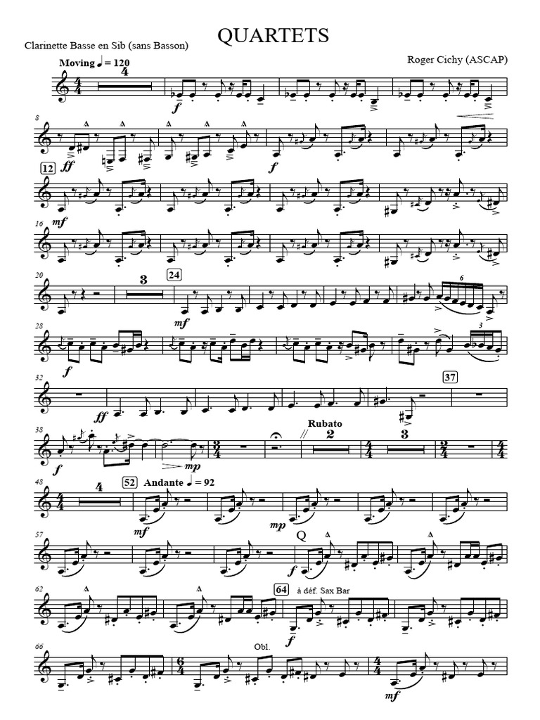 Quartets - Clar Bas Sans Basson | PDF