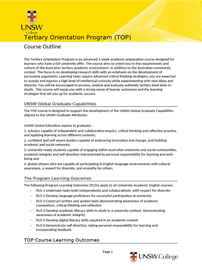 TOP Course Outline 141223 | PDF