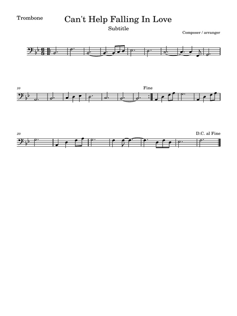 Can't Help Falling in Love Trombone Piano-Parts | PDF