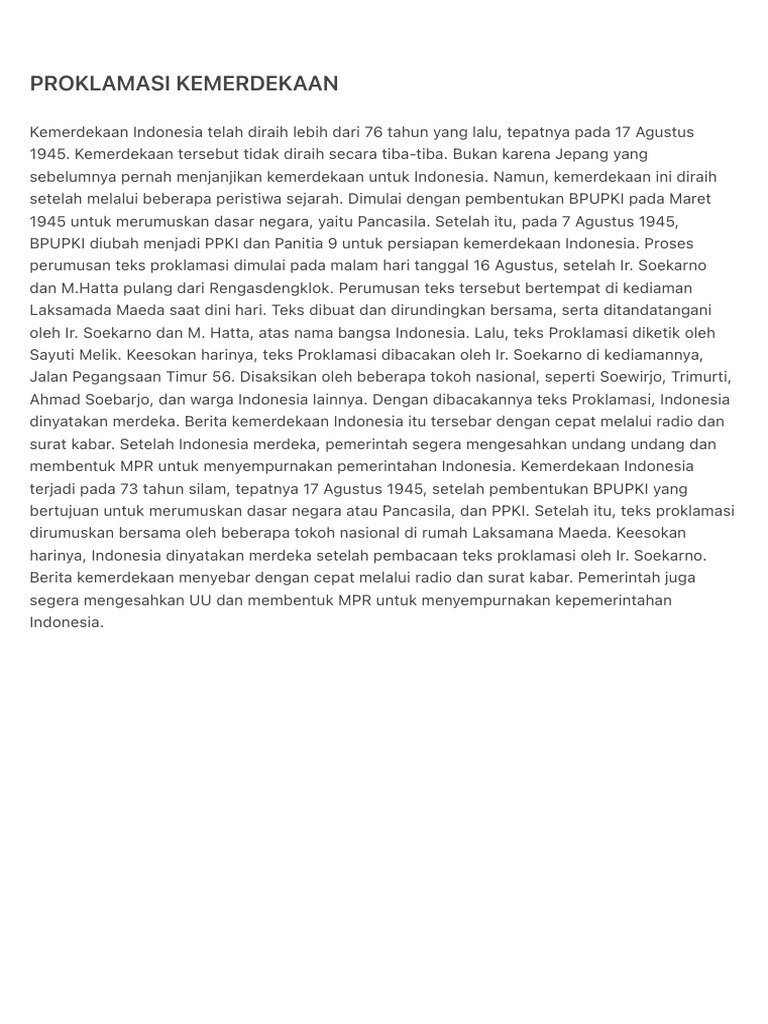 Proklamasi Kemerdekaan | PDF