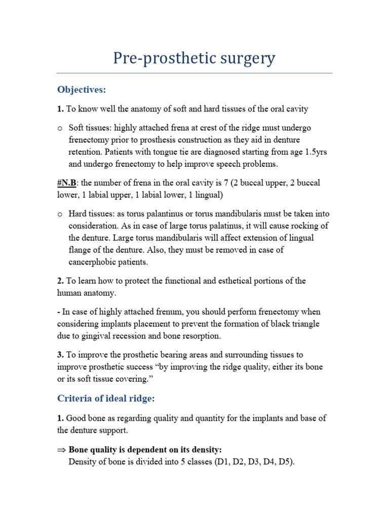 Pre-Prosthetic Surgery Overview | PDF | Dental Implant | Infection