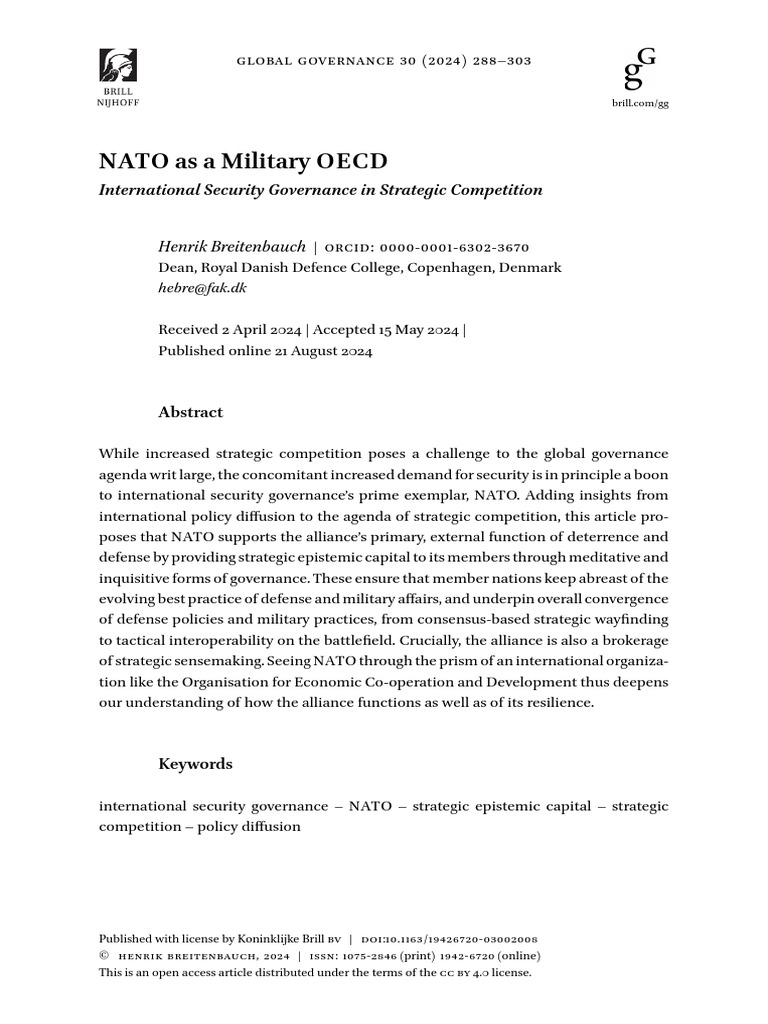 NATO As A Military OECD: International Security Governance in Strategic ...