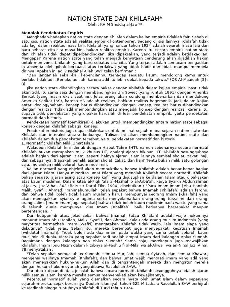 Nation State Dan Khilafah | PDF