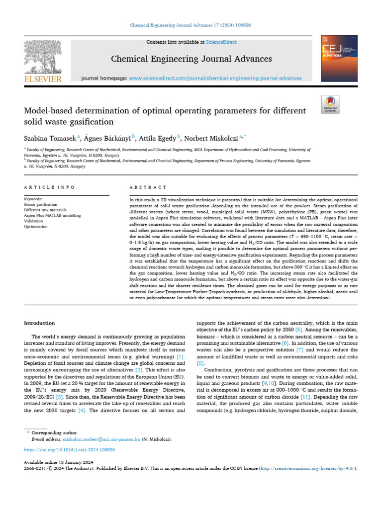 Model Based Determination of Optimal Operating para - 2024 - Chemical Engineerin | PDF
