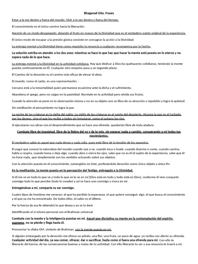 Bhagavad Gita. Resumen de Frases | PDF Bhagavad Gita. Resumen de Frases | PDF