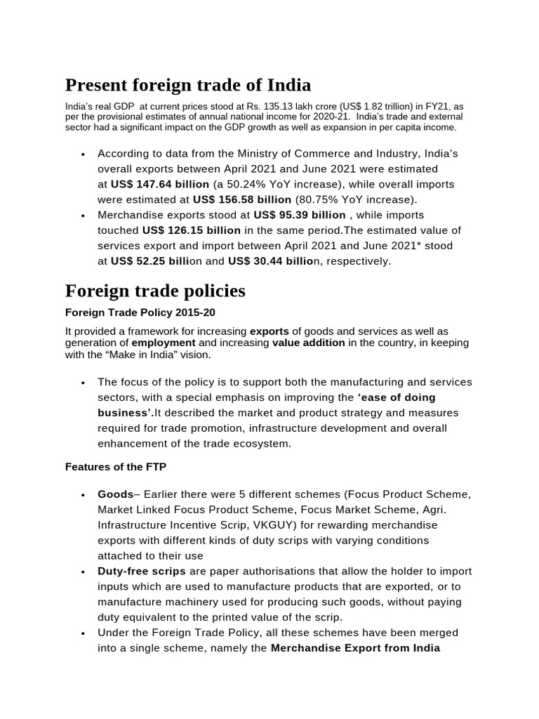 Foreign Trade of India | PDF