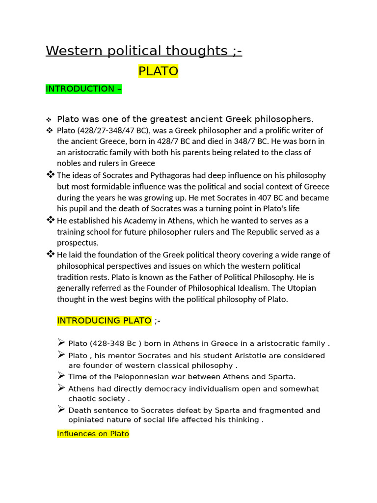 Western political thoughts | PDF