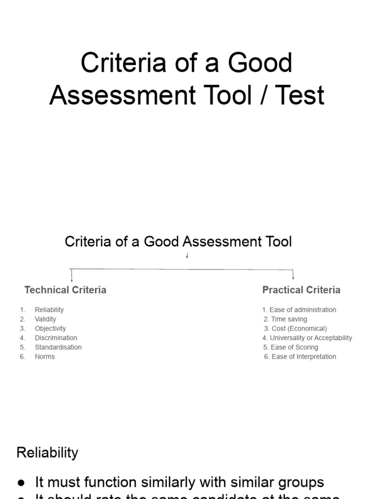 Criteria of a Good Assessment Tool | PDF