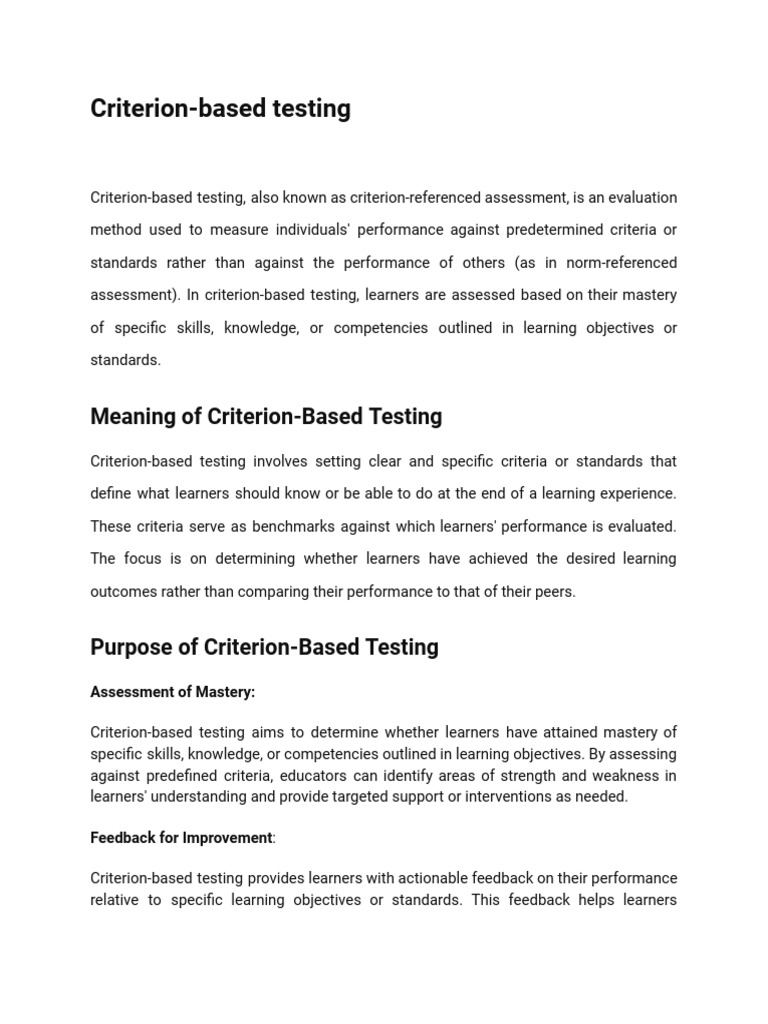 Criterion-Based Testing | PDF