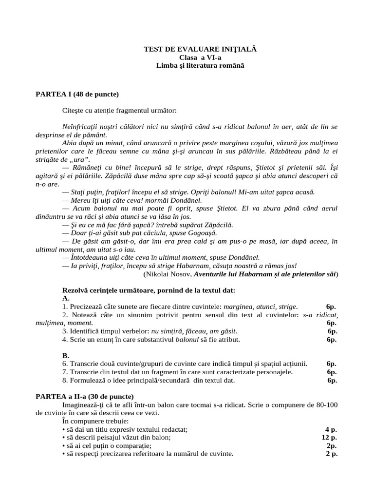 Fisa Recapitulare Clasa VI | PDF