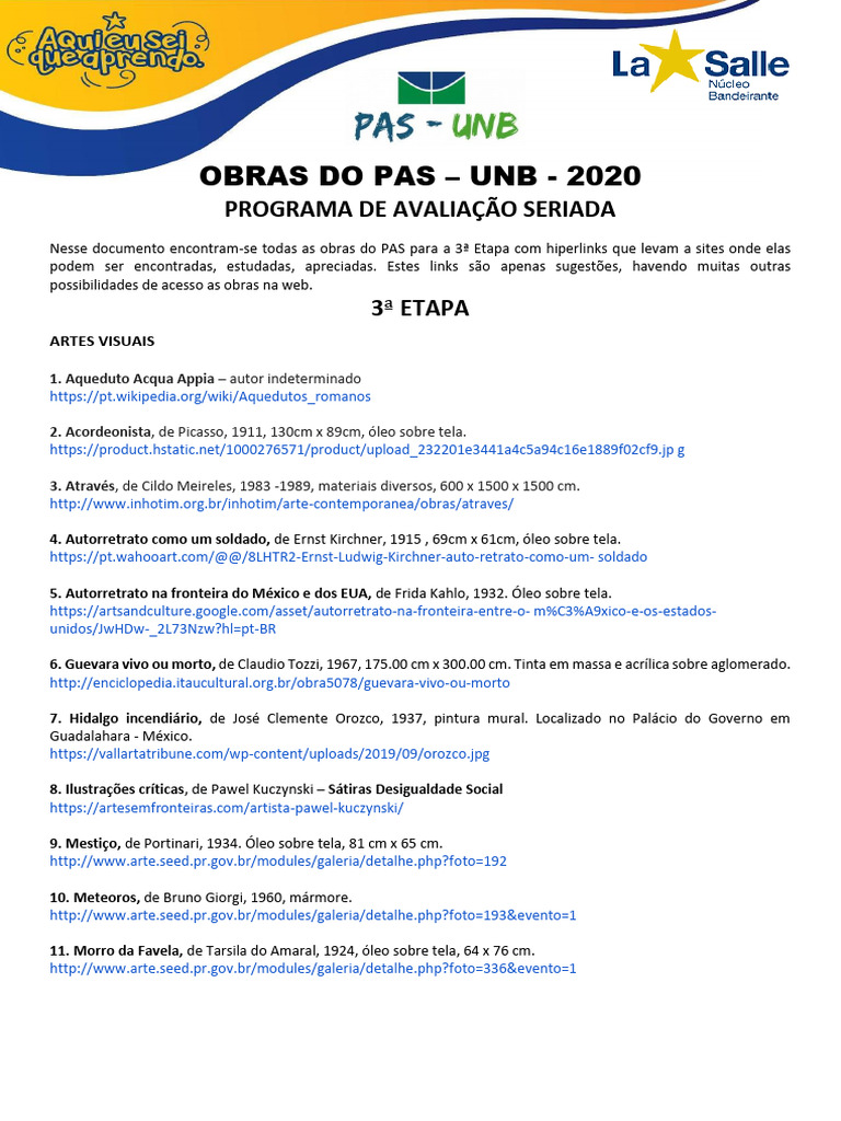 Obras Do PAS 2020 - 3 Série | PDF