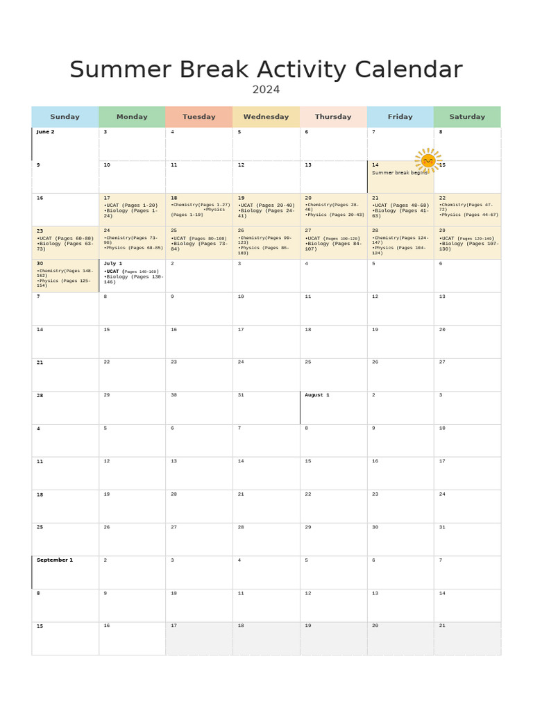 Summer Schedule | PDF