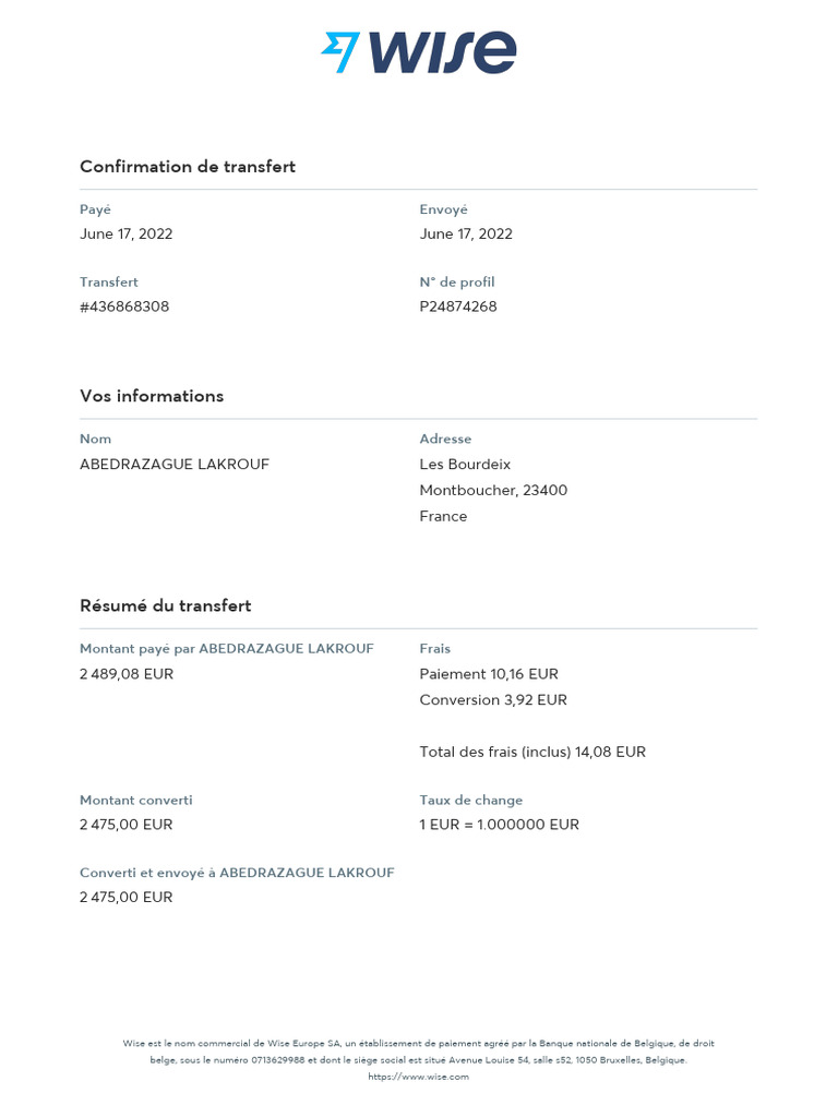 Transferreceipt - Copie | PDF