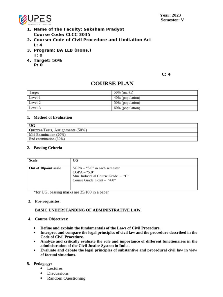 CPC Course Plan | PDF