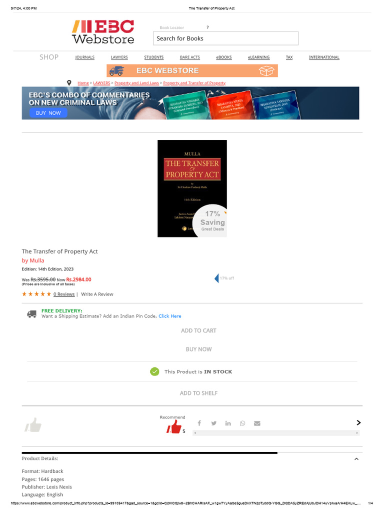 The Transfer of Property Act Ebec | PDF