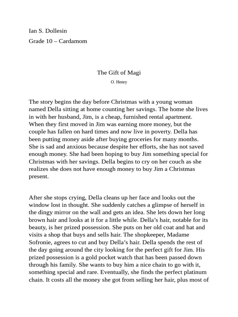 The Gift of Magi Summary | PDF