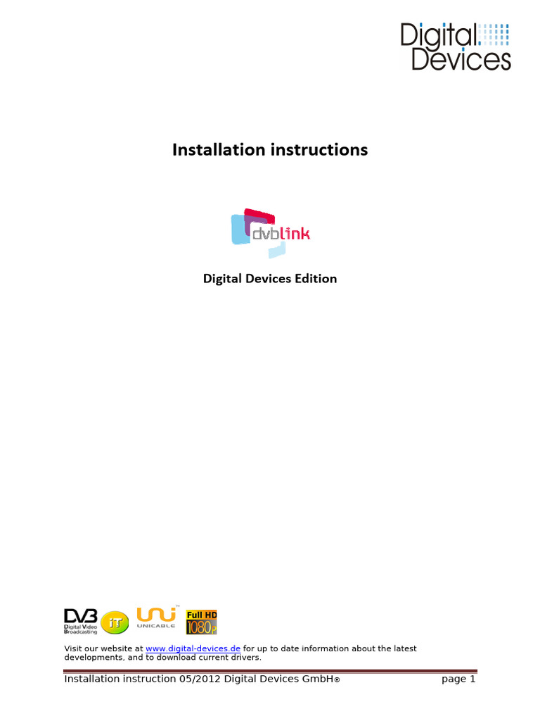 Installations Anleitung DD DVB-Link Engl 04.07.2012 | PDF