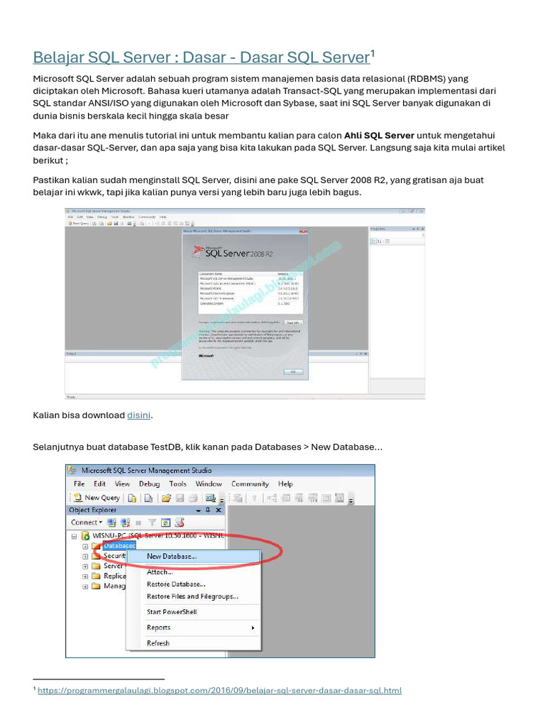 Dasar-Dasar SQL Server | PDF