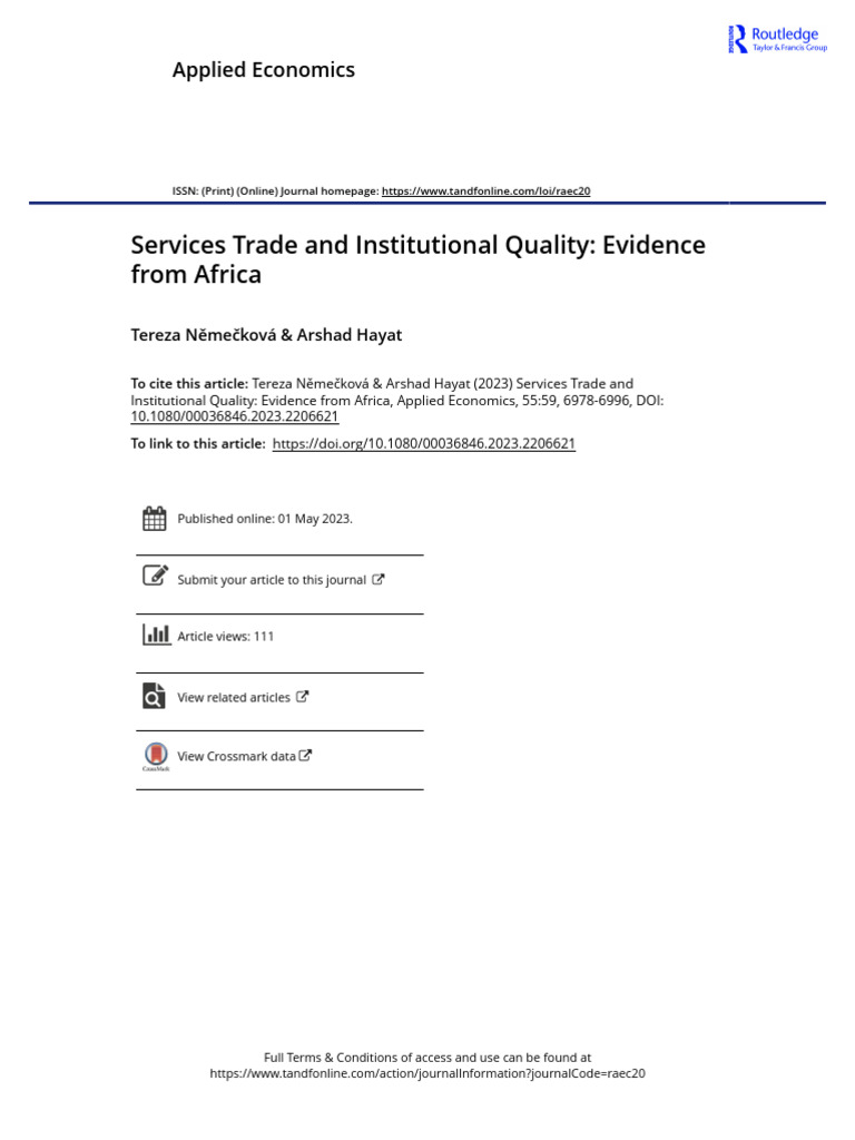 T. NĚMEČKOVÁ, A. HAYAT - 2023 - Services Trade and Institutional ...