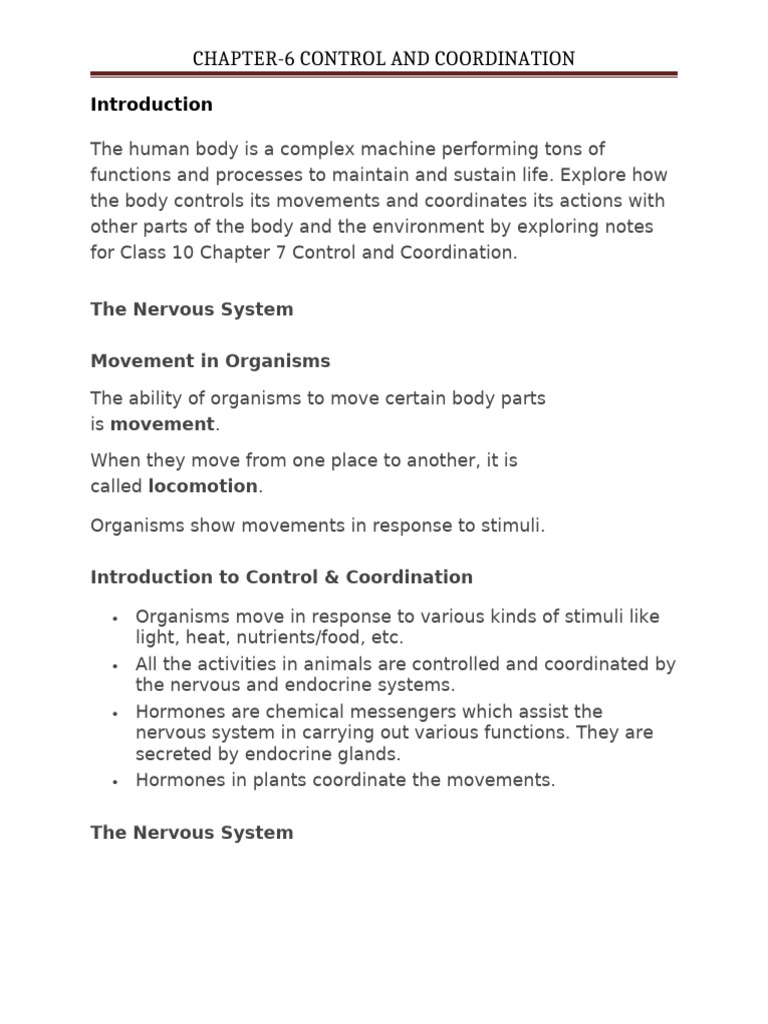 Control and Coordination | PDF