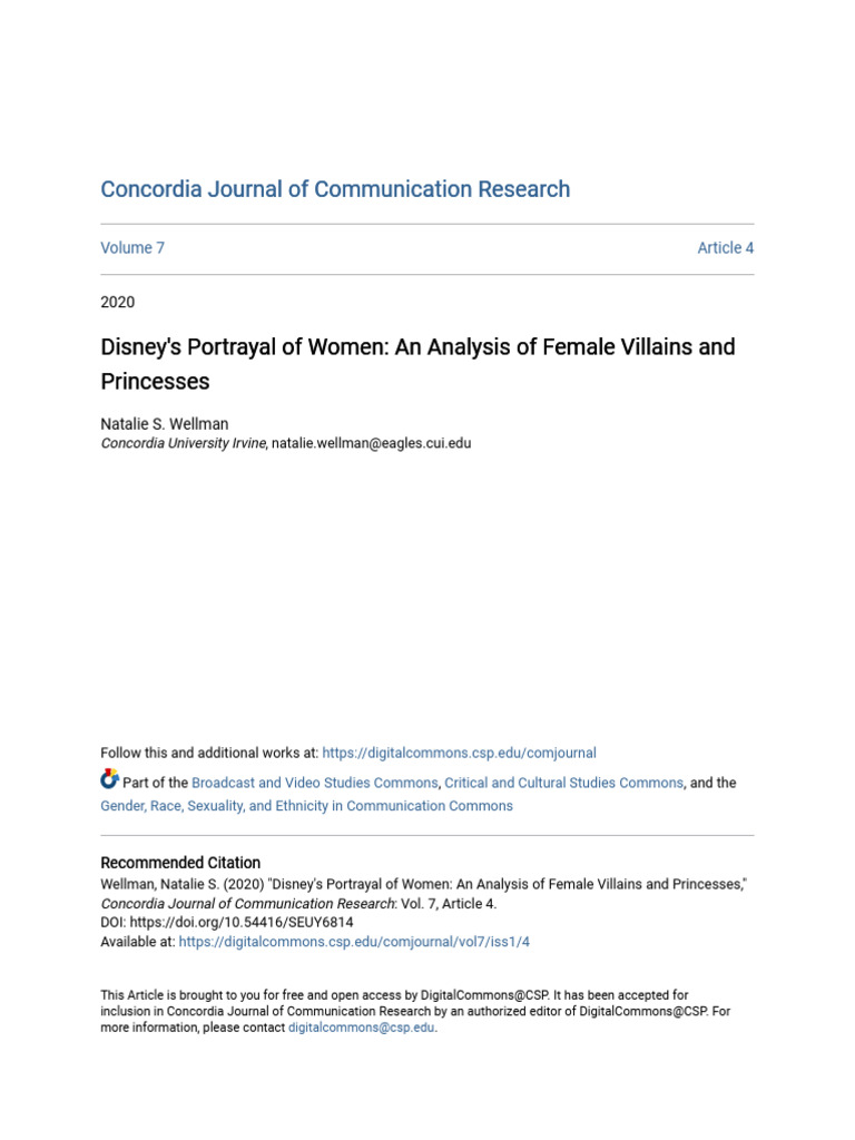 Disney's Portrayal of Women - An Analysis of Female Villains and ...