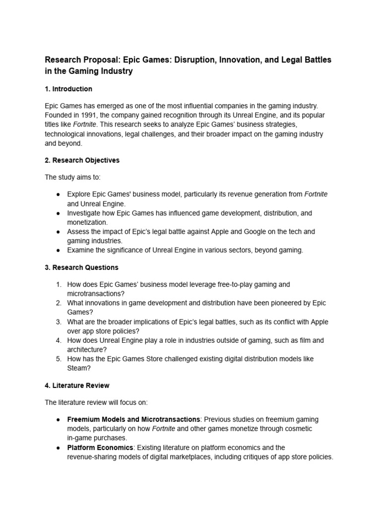 Epic Games Research | PDF