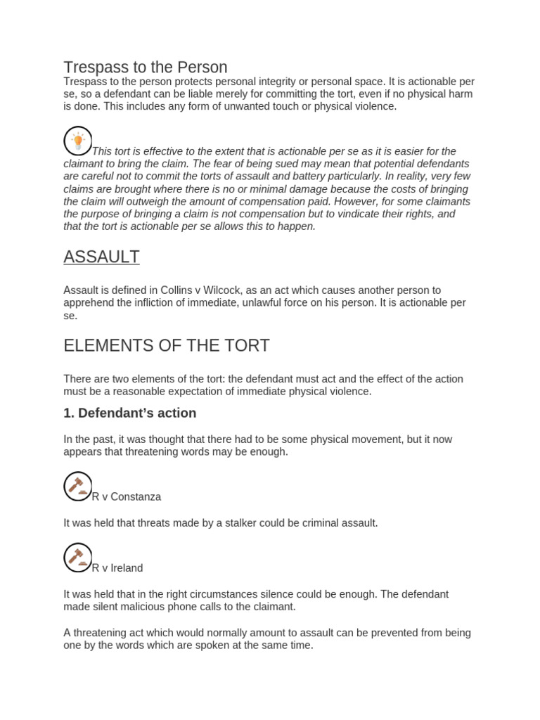 Trespass To The Person | PDF