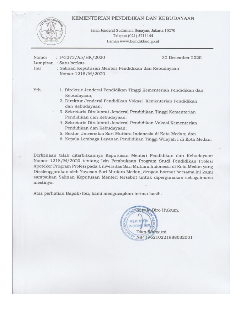 Surat Izin Pembukaan Prodi Pendidikan Profesi Apoteker USM Indonesia | PDF Surat Izin Pembukaan Prodi Pendidikan Profesi Apoteker USM Indonesia | PDF