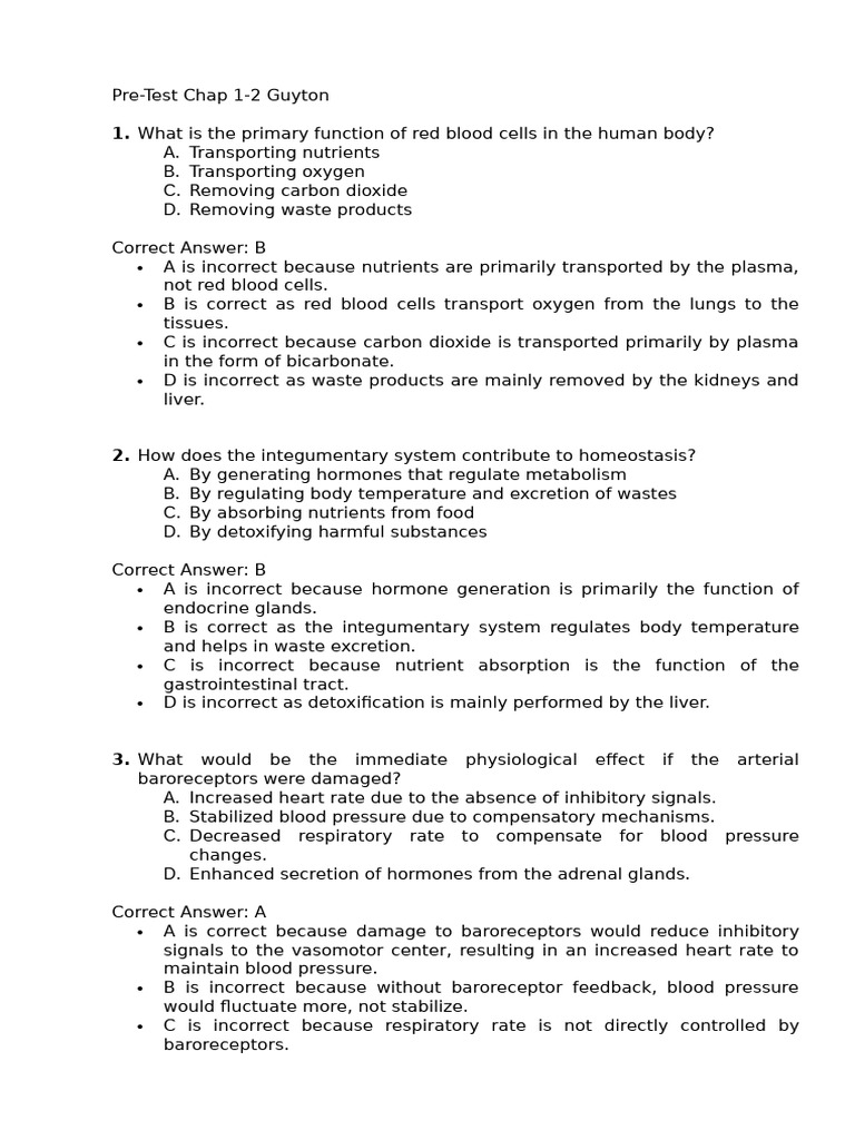 Physiology (Guyton) Chapter 1 & 2 | PDF