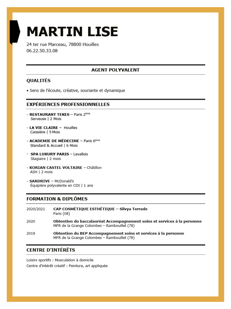 CV Agent Entretien Polyvalent | PDF