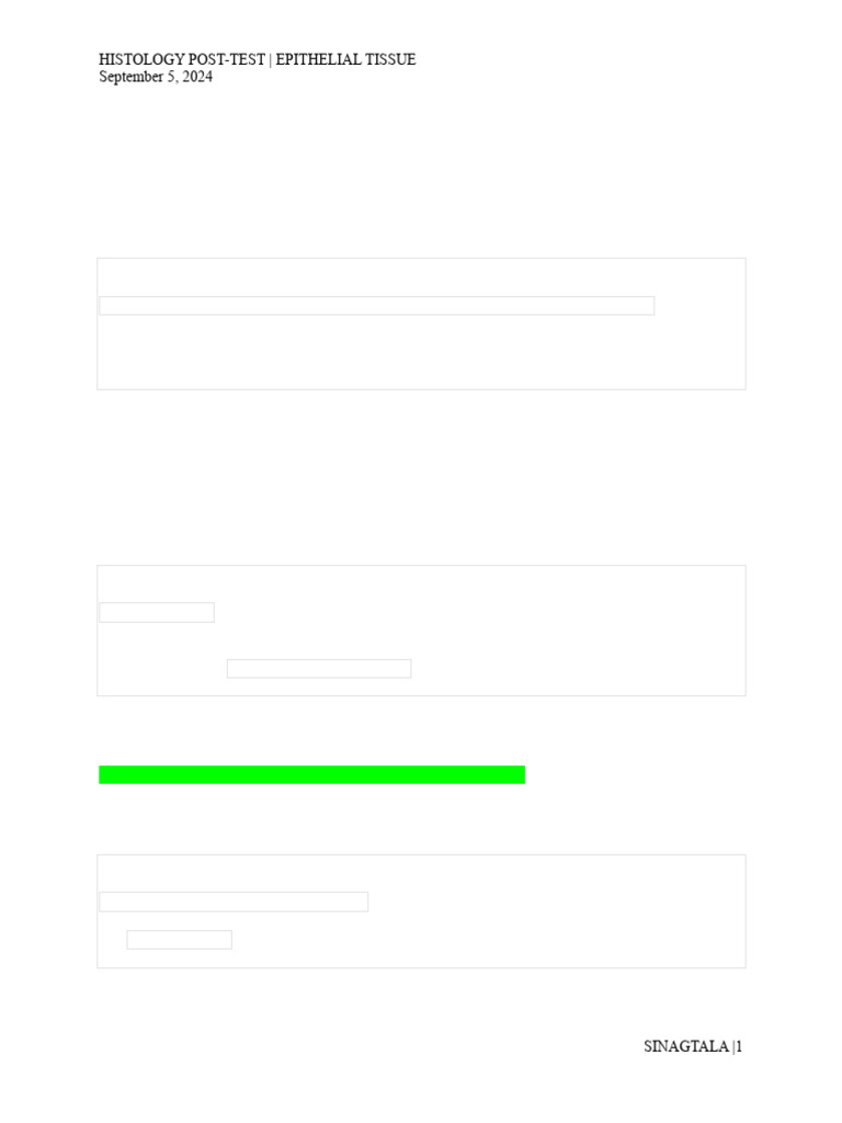 Histology Quiz - Epithelial Tissue | PDF