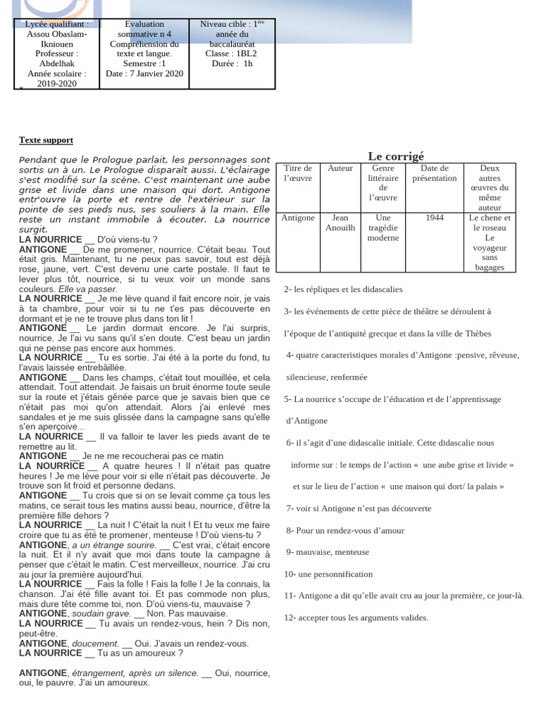Sommative 4 1b - Correction | PDF