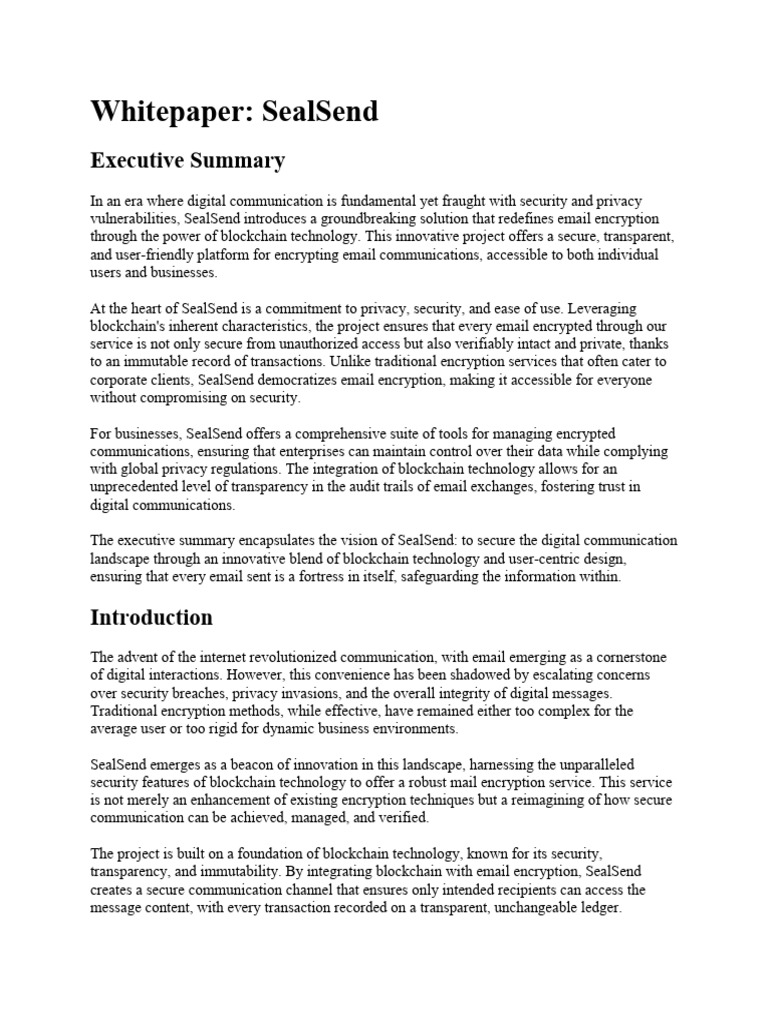Whitepaper: Sealsend: Executive Summary | PDF