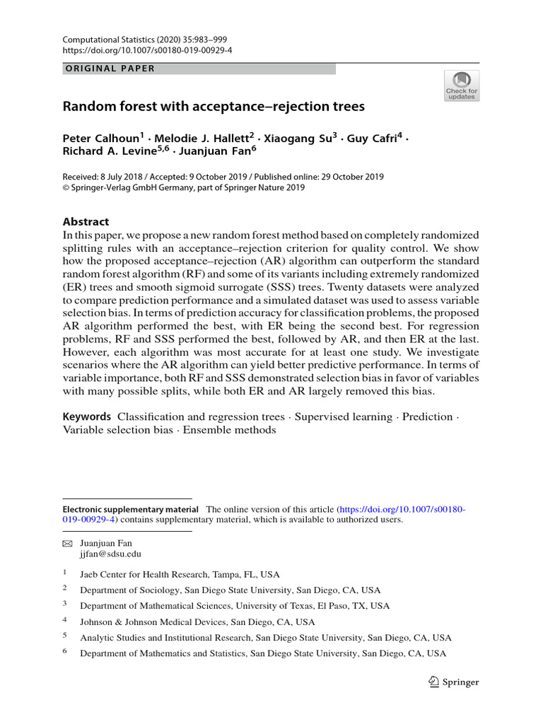 Random Forest With Acceptance-Rejection Trees | PDF